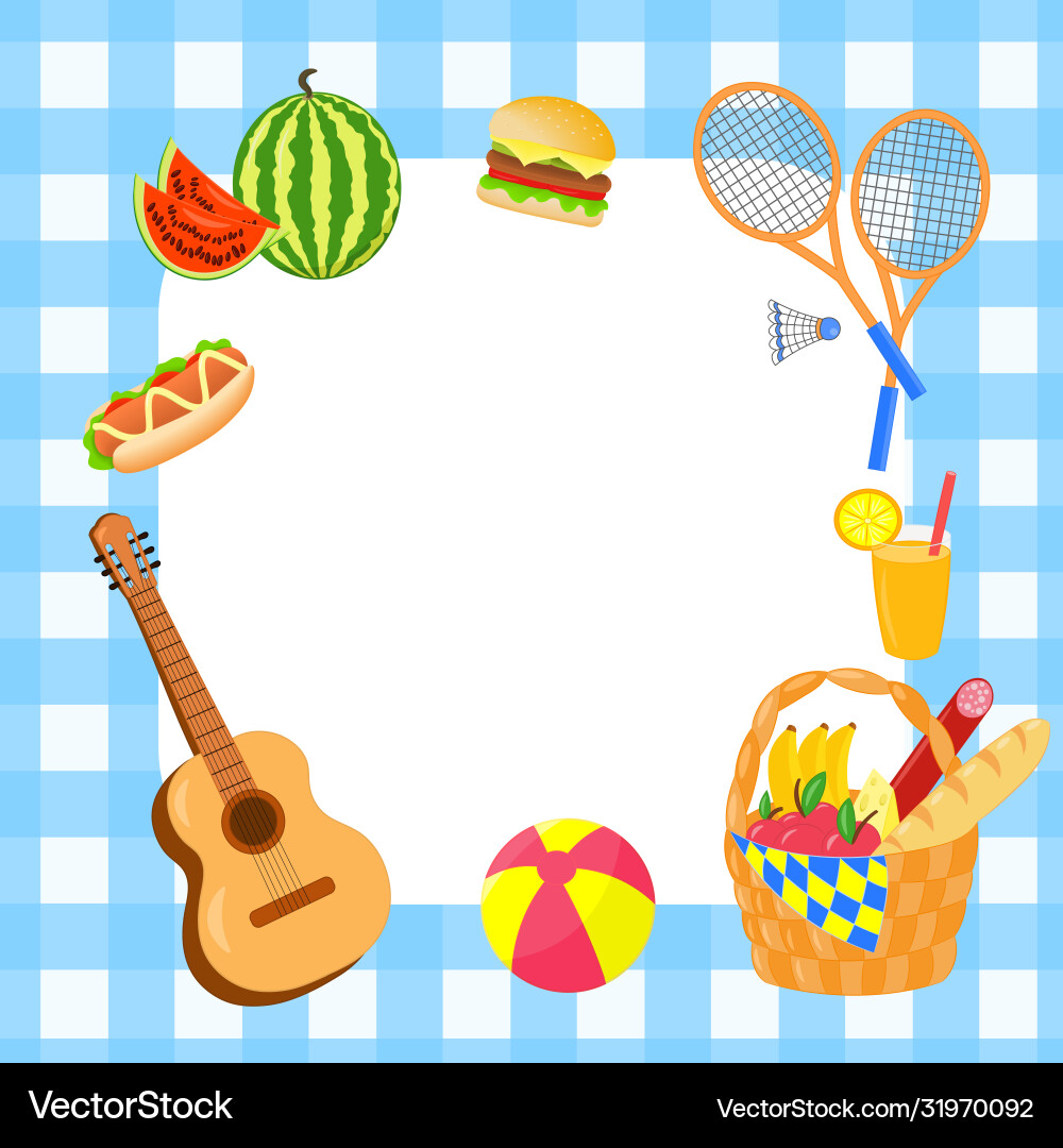 Frame with summer picnic set Royalty Free Vector Image