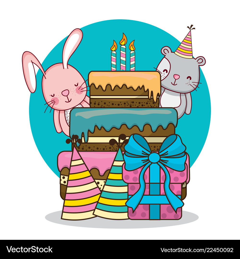 Happy birthday card cartoons Royalty Free Vector Image