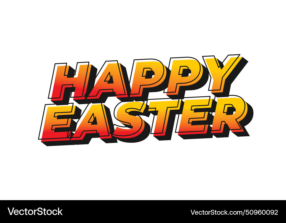 Happy easter text effect design in eye catching Vector Image
