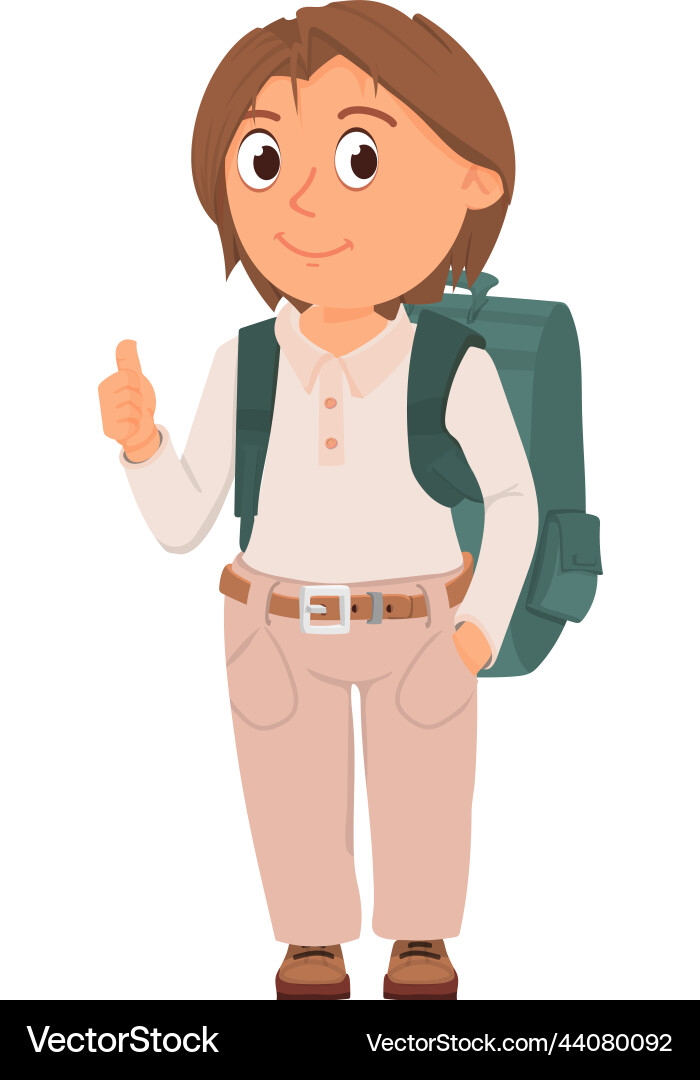 Happy kid with backpack school boy cartoon Vector Image