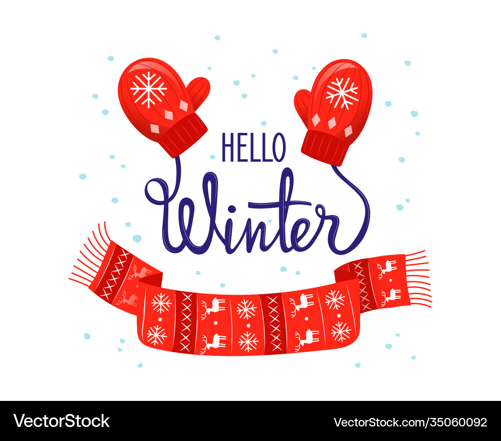 Hello winter colourful Royalty Free Vector Image