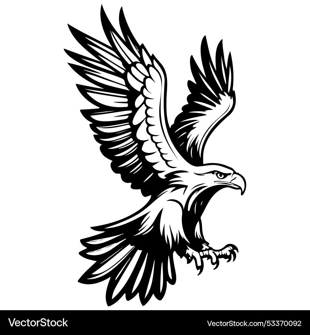 Line eagle logo isolated hand drawn Royalty Free Vector