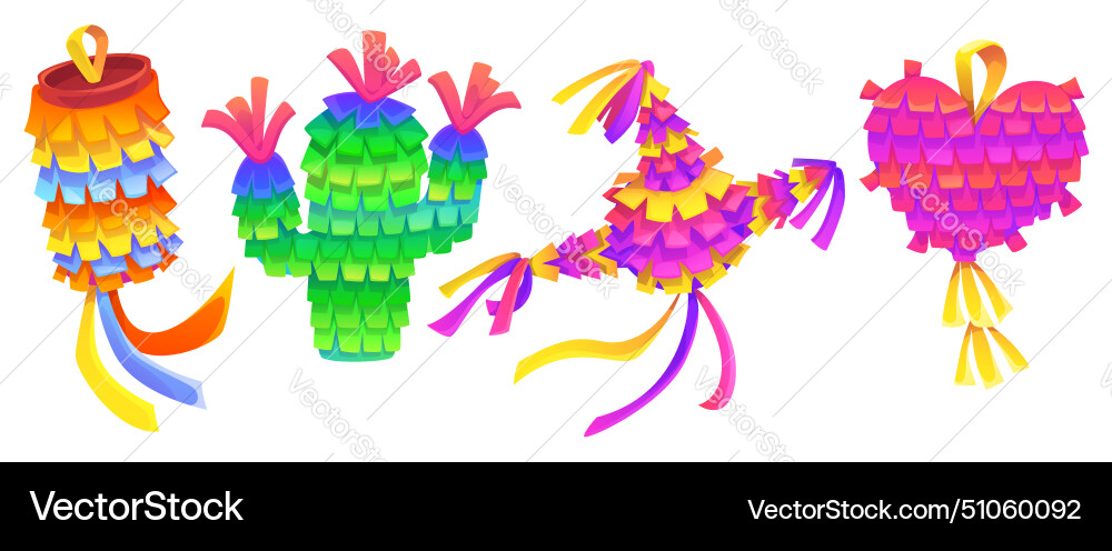 Mexican pinatas set isolated on white background Vector Image