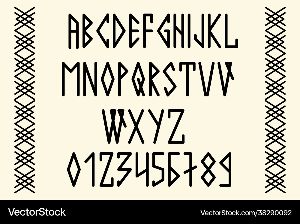 Scandinavian script in capital letters Royalty Free Vector
