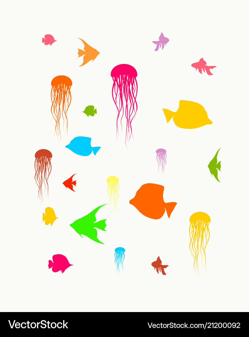 Sea animals set Royalty Free Vector Image - VectorStock