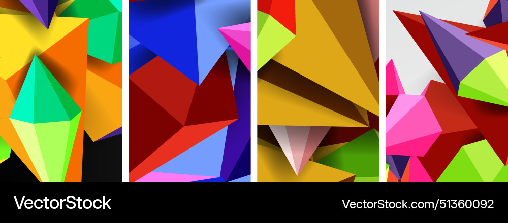 Set of triangle geometric low poly 3d shapes Vector Image