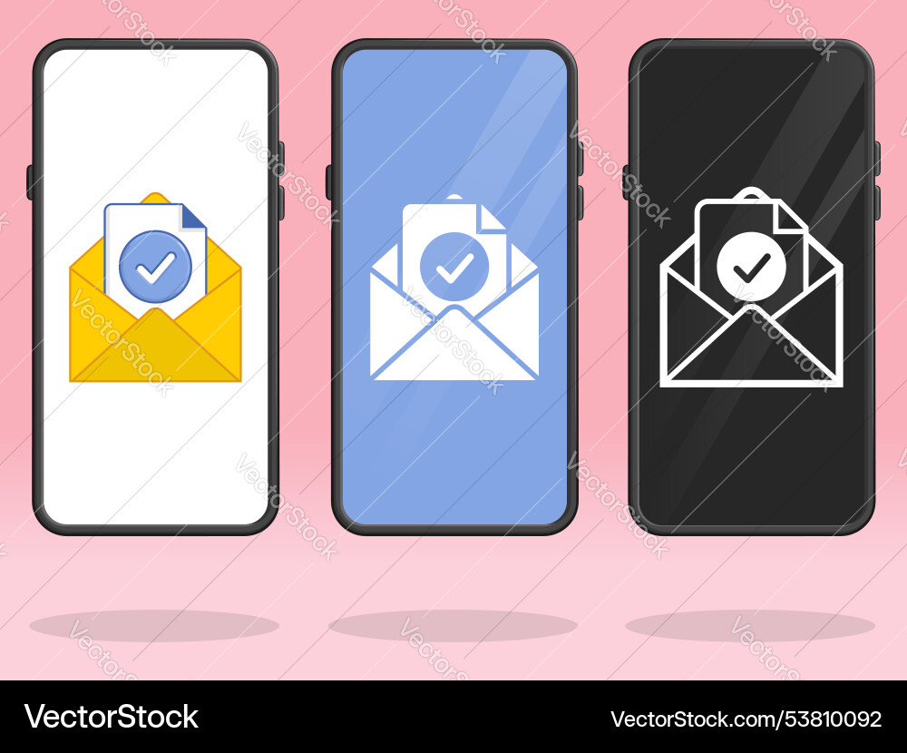 Smartphone email blue check mark approval Vector Image