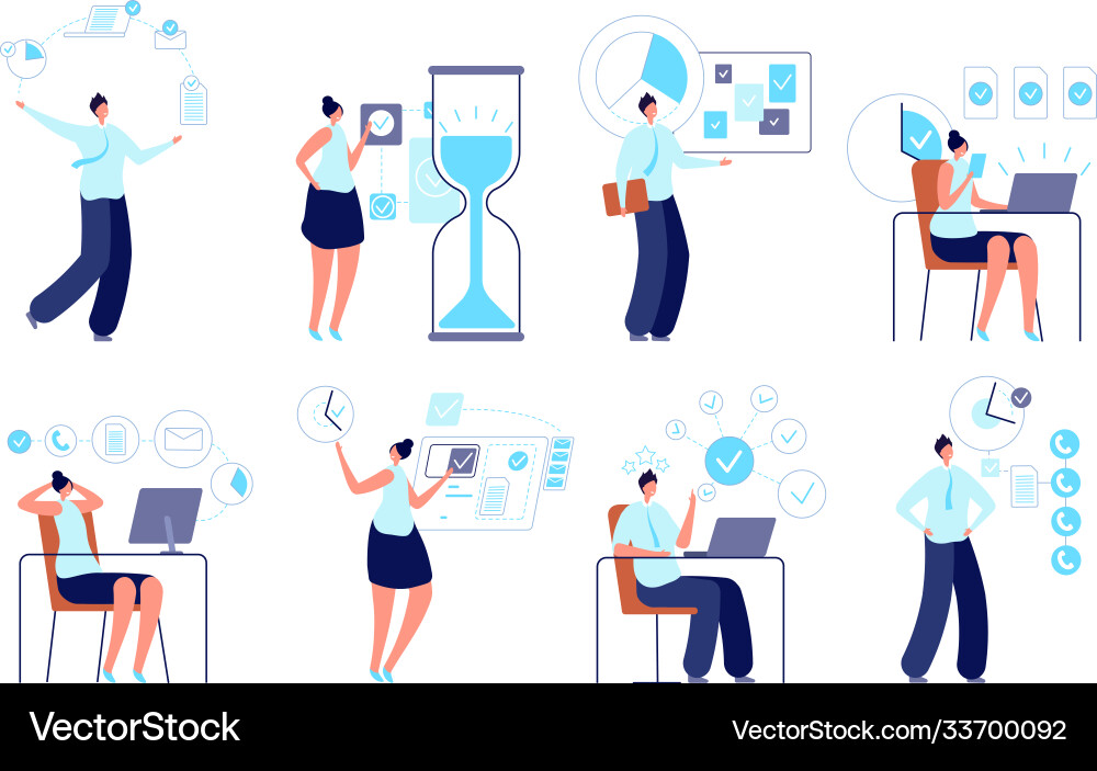 Successful time management entrepreneur Royalty Free Vector