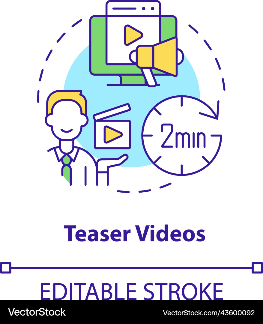 Teaser videos concept icon Royalty Free Vector Image