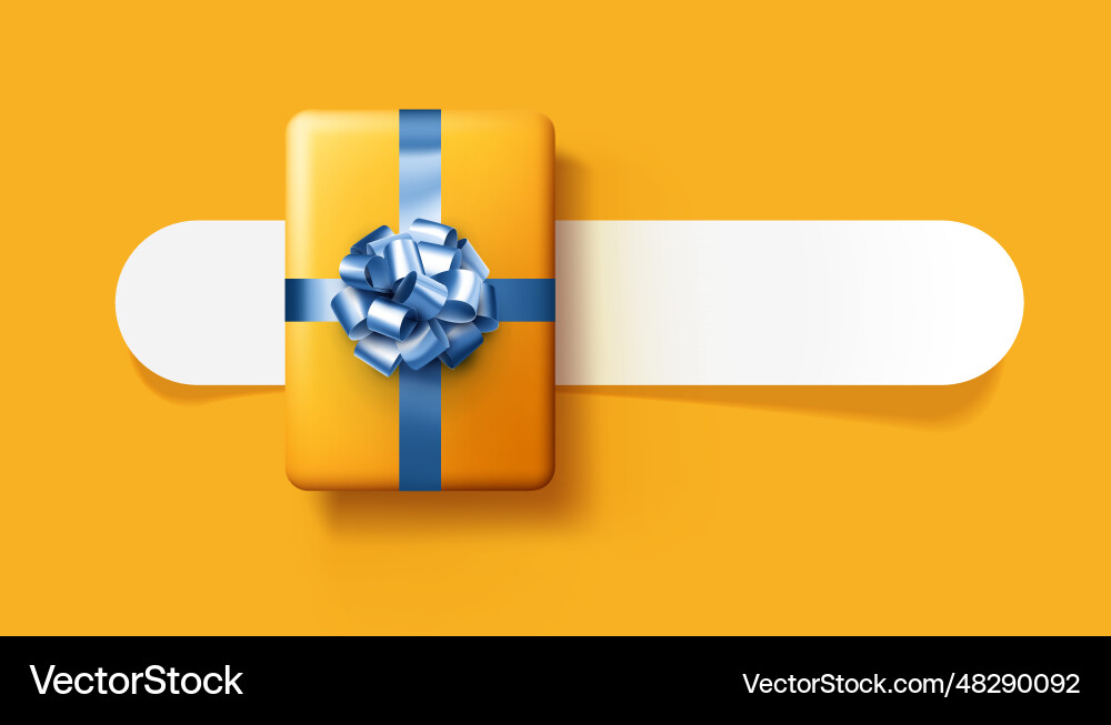 Yellow gift box with blue bow Royalty Free Vector Image