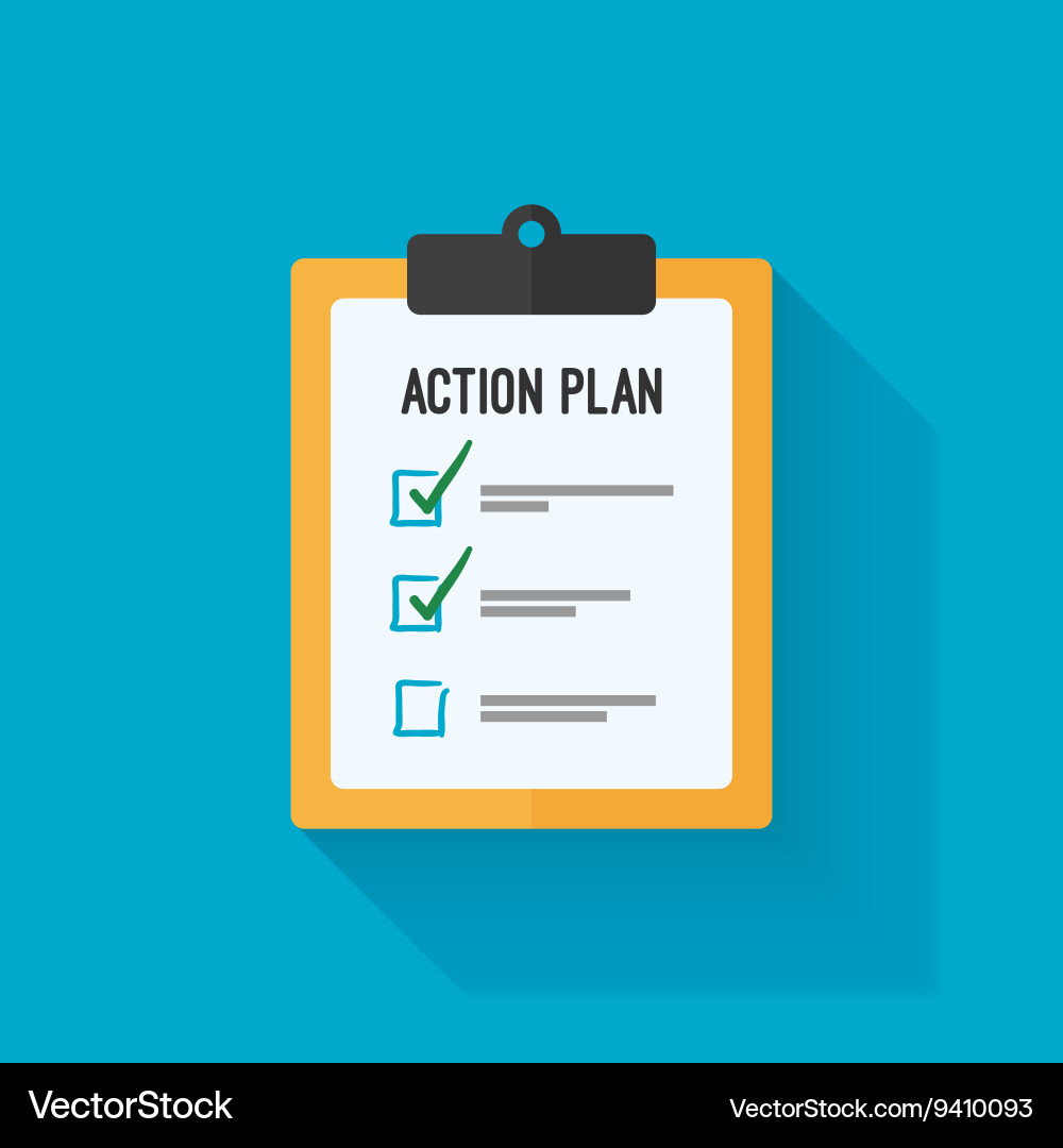 Action plan clipboard icon design over a blue Vector Image