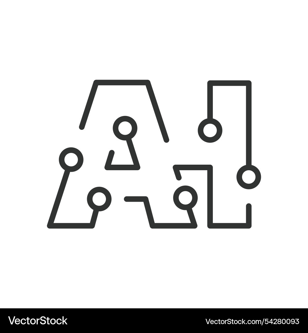 Ai sign digital icon in line design Royalty Free Vector