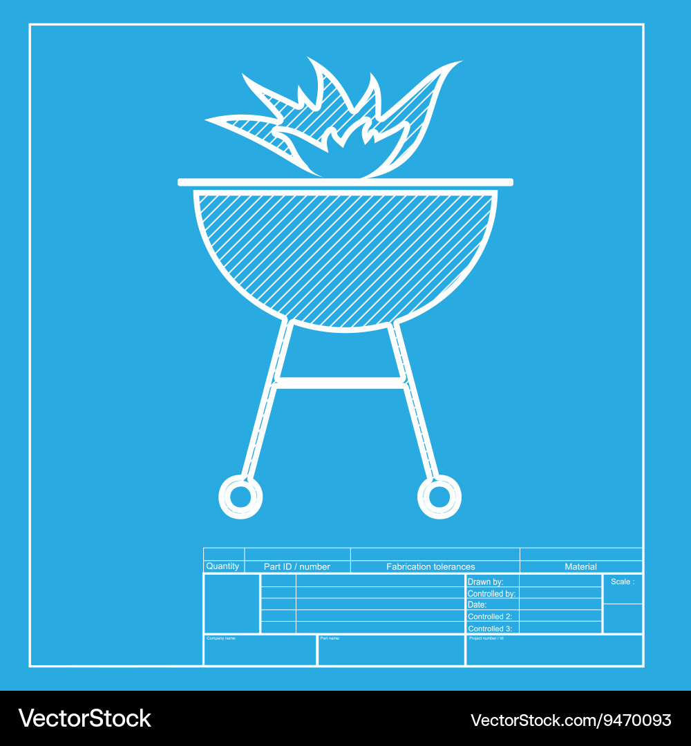 Barbecue with fire sign white section of icon Vector Image
