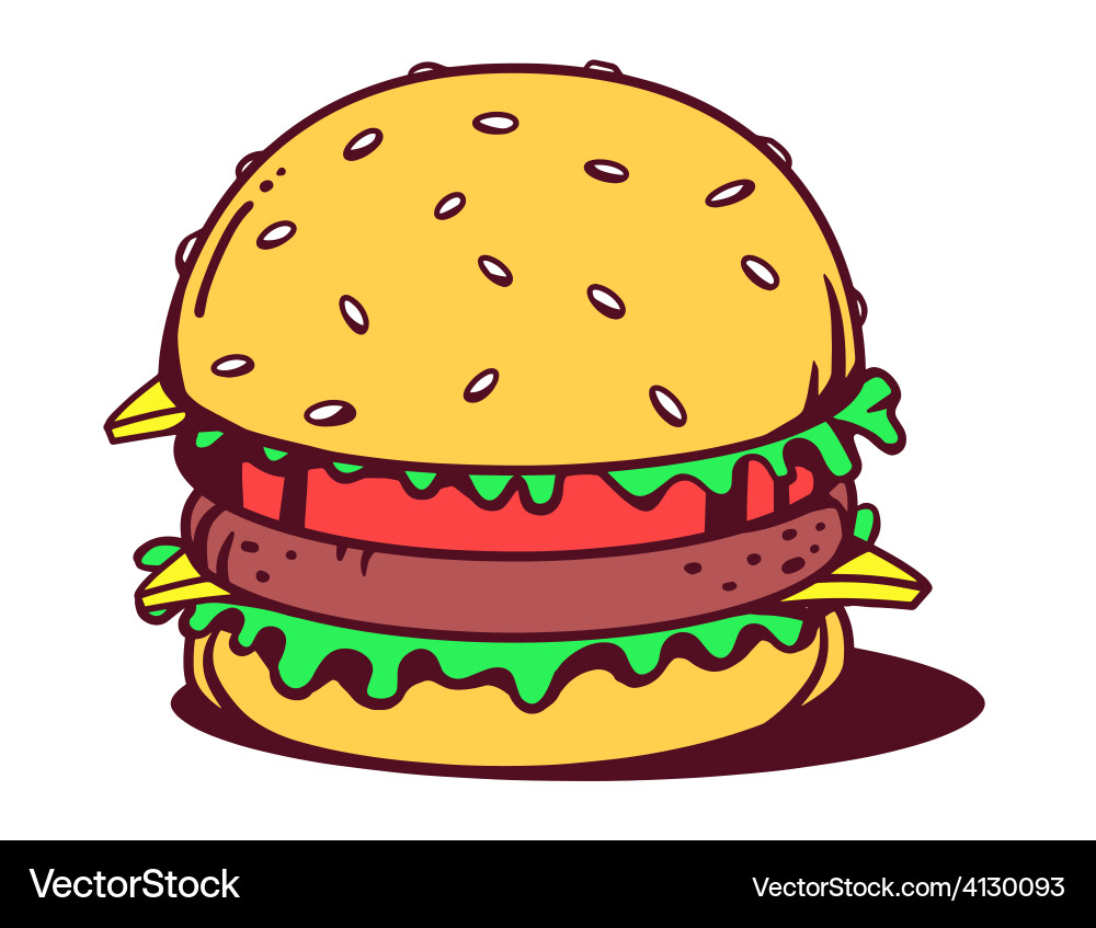 Big classic burger on white background Royalty Free Vector