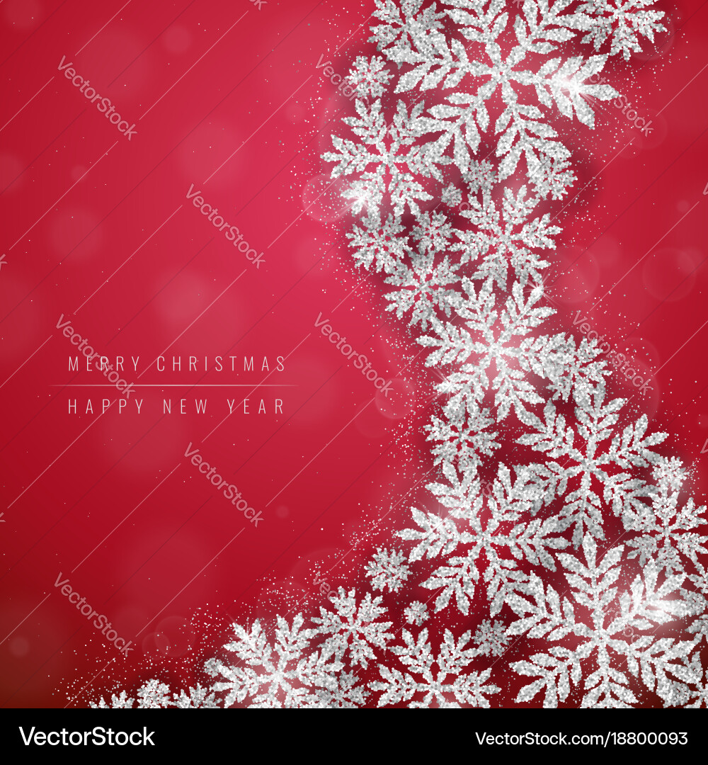 Christmas silver glittering snowflakes background Vector Image
