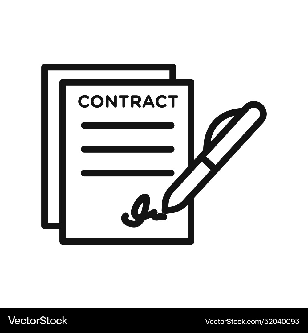 Contract signing icon black and white sign Vector Image