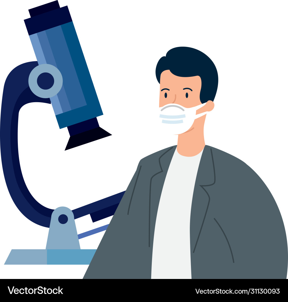 Doctor with microscope isolated icon Royalty Free Vector
