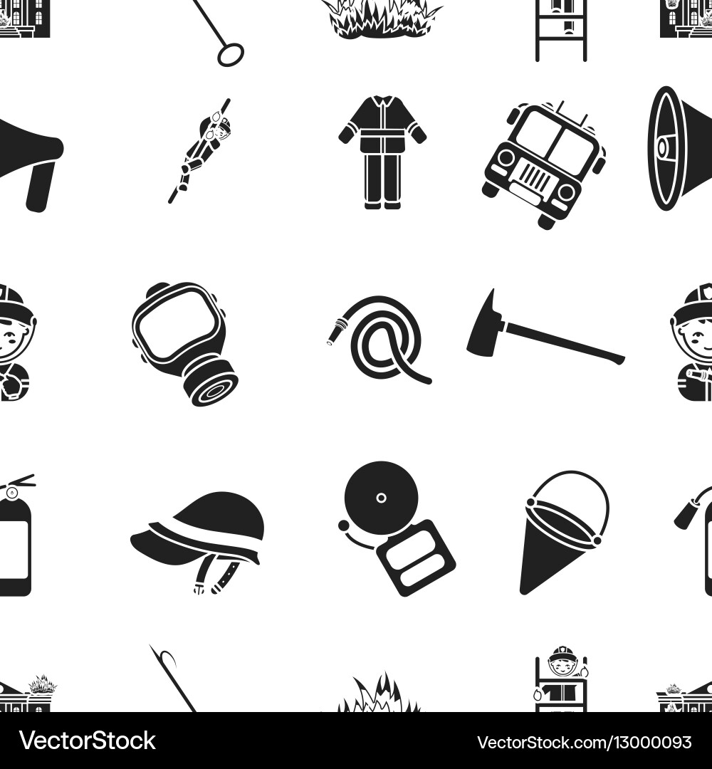 Fire department pattern icons in black style big Vector Image