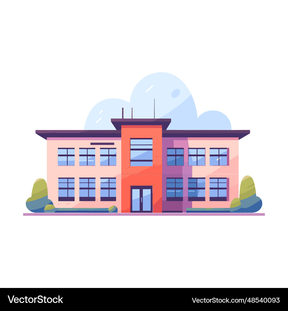 Flat school building Royalty Free Vector Image