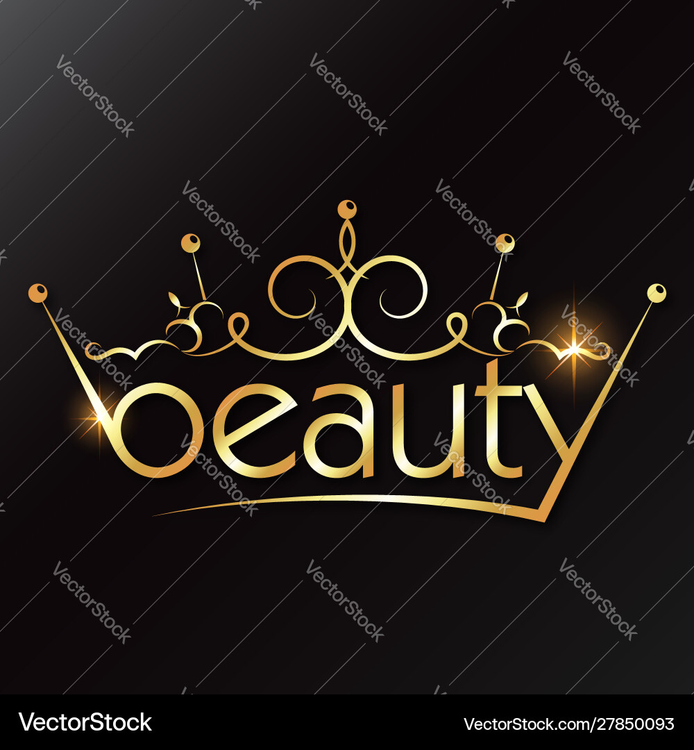 Gold Crown Beauty Salon Logo Royalty Free Vector Image