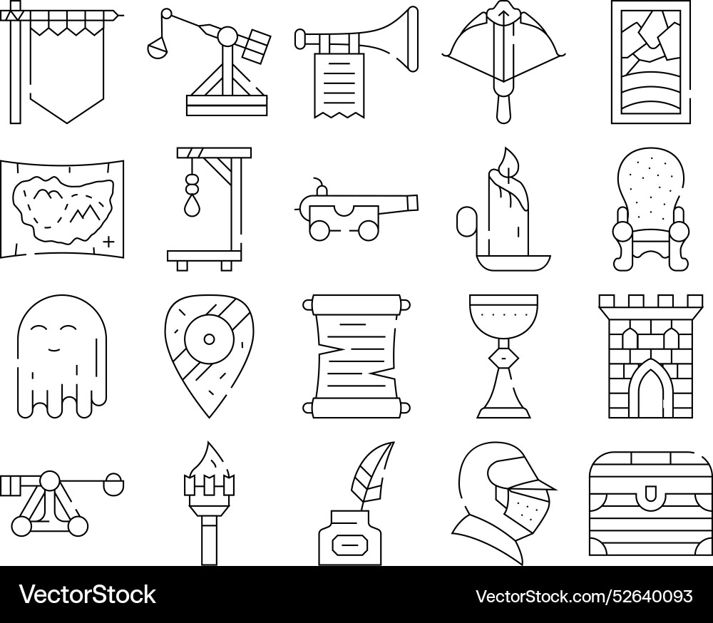 Medieval middle age collection icons set Vector Image
