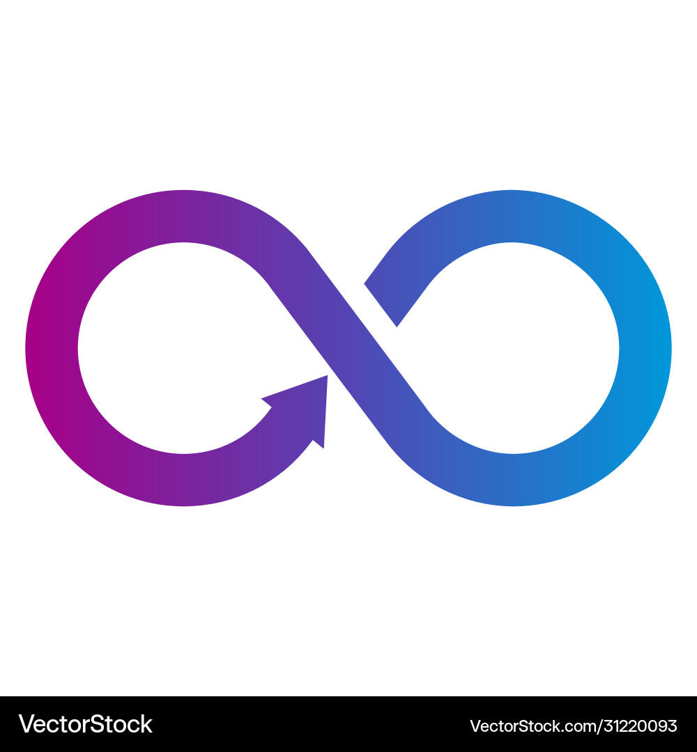 Multicolored infinity sign with arrow Royalty Free Vector