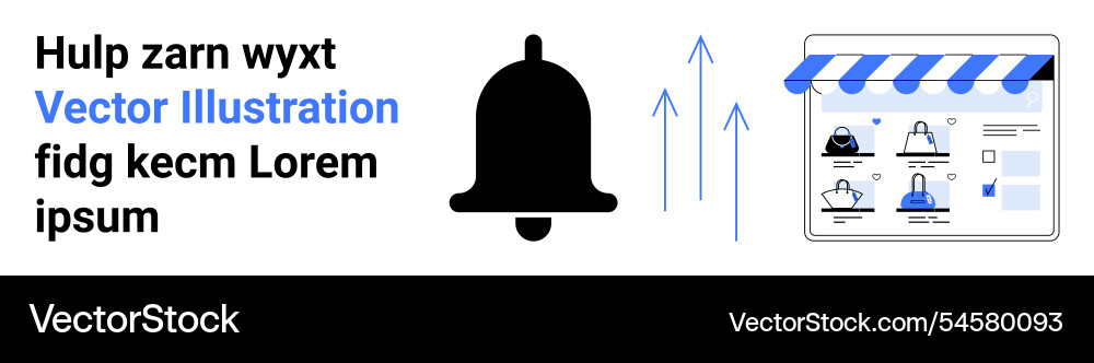 Notification bell with e-commerce website elements