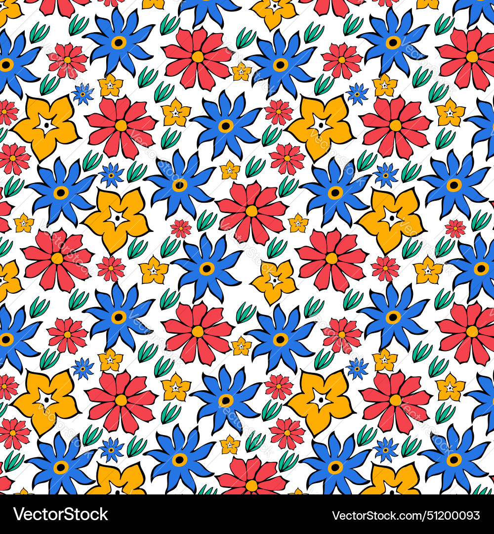 Pattern of bright summer flowers Royalty Free Vector Image