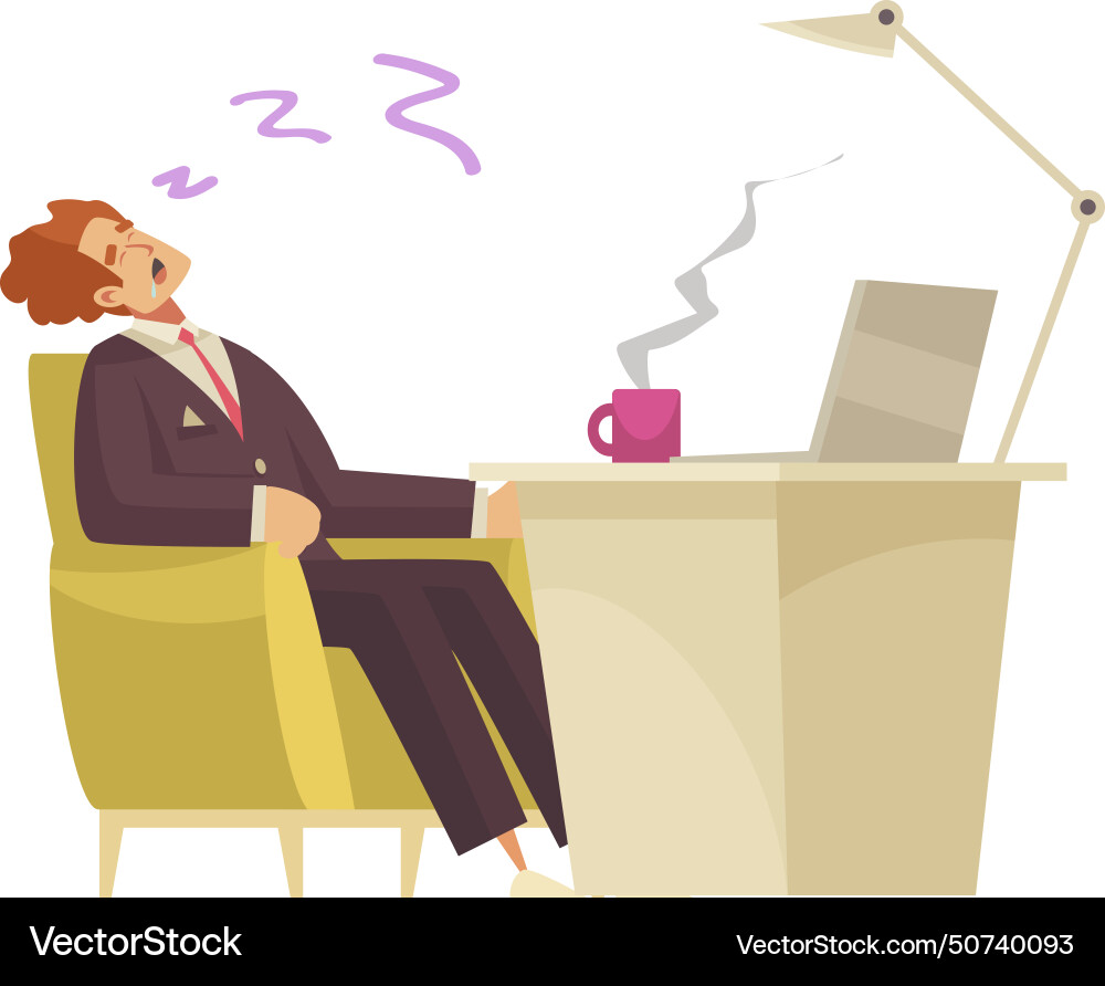 Sleeping man composition Royalty Free Vector Image
