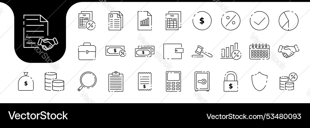 Tax lines icon set collection design Royalty Free Vector