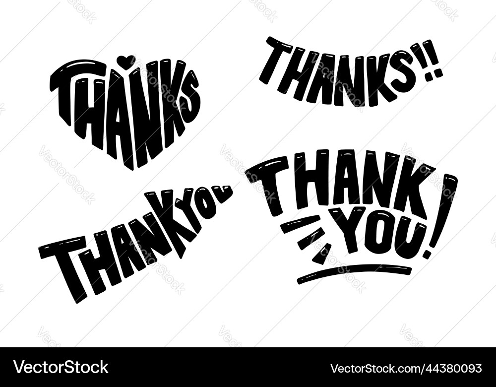 Thanks and thank you text typography hand drawing Vector Image
