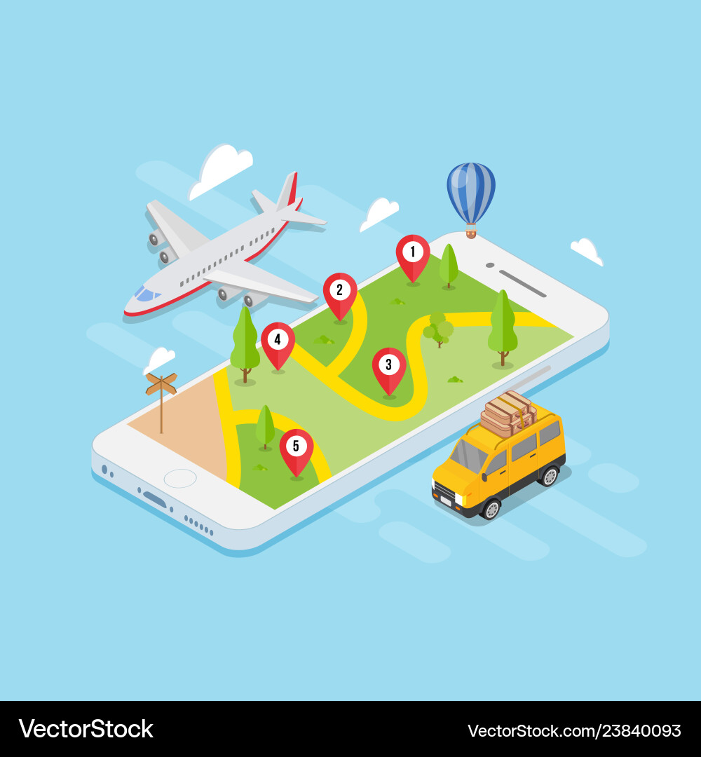 Travel navigation map isometric Royalty Free Vector Image