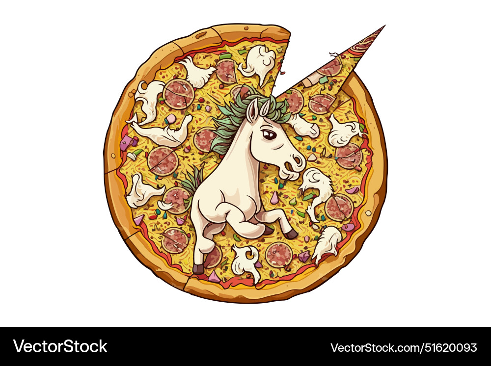 Unicorn pizza Royalty Free Vector Image - VectorStock