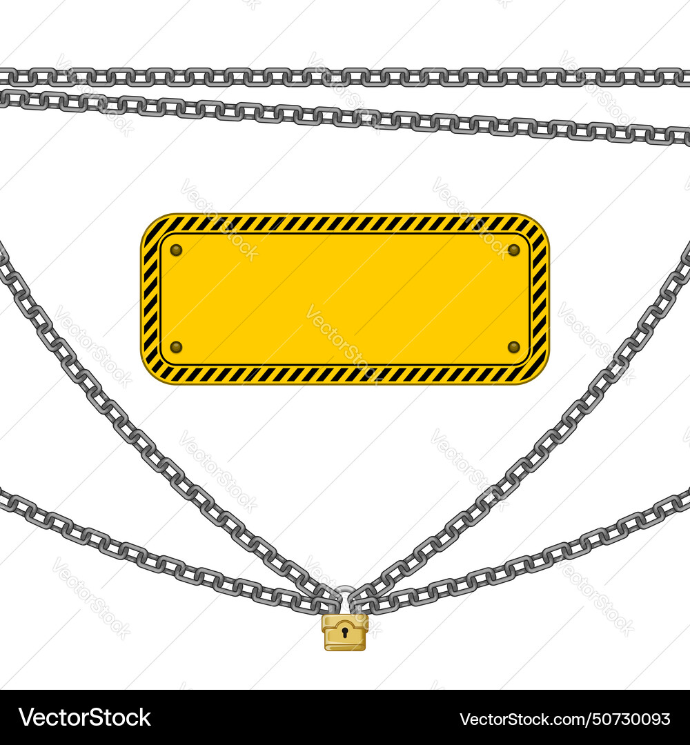 Warning sign with padlock and chains Royalty Free Vector