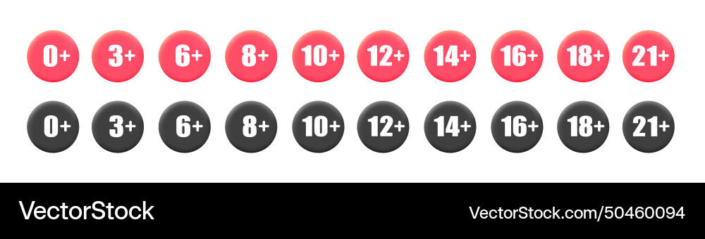 Age restriction signs recommended limit Royalty Free Vector