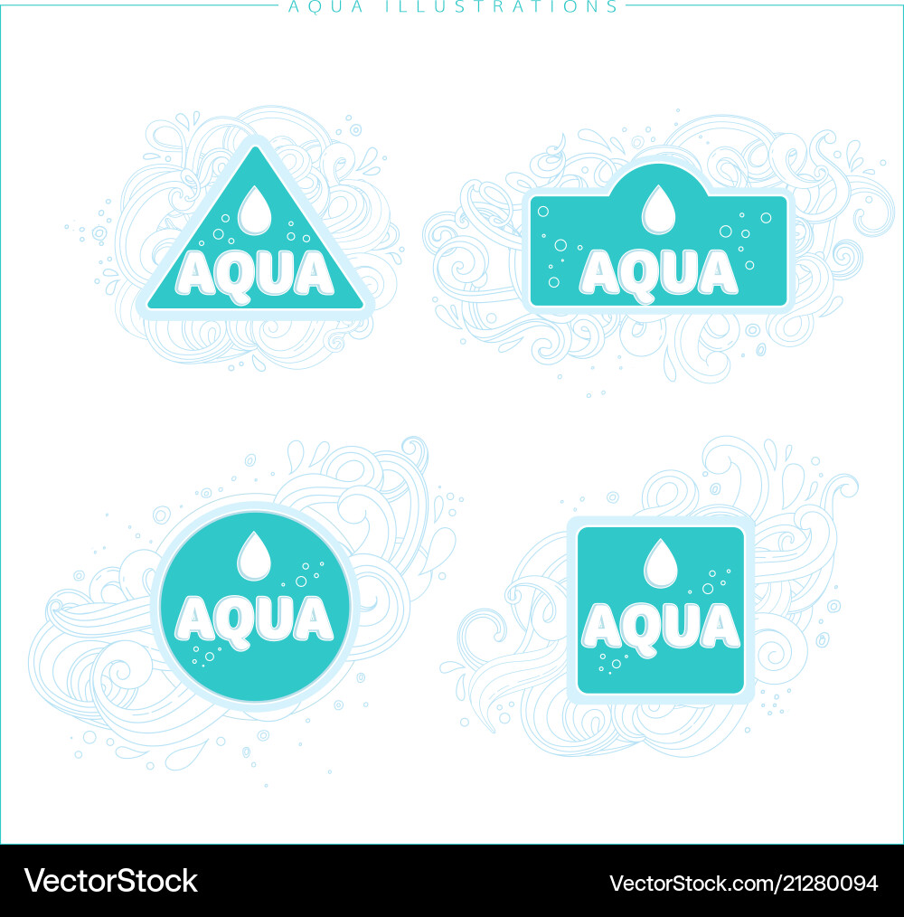 Aqua logos and emblems Royalty Free Vector Image