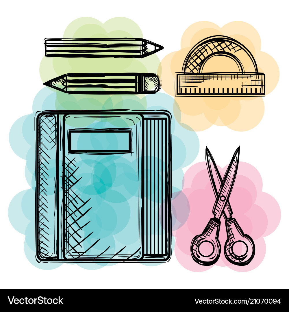 Back to school set icons drawings Royalty Free Vector Image