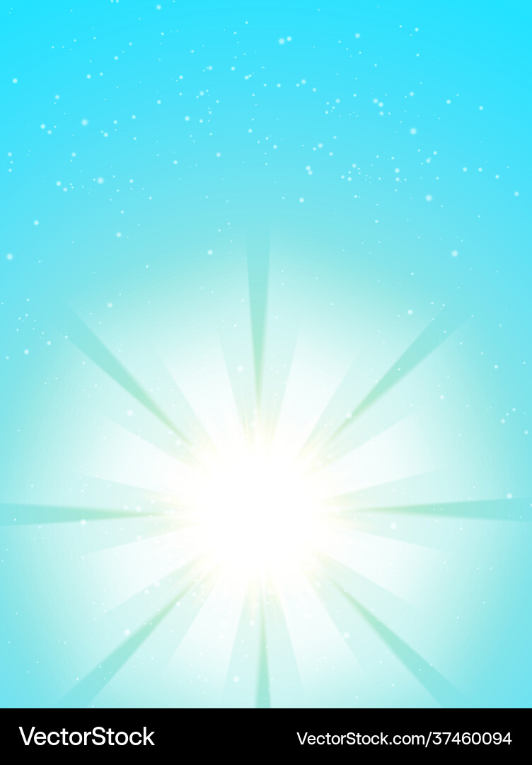 Blue sky and sun realistic blur design with burst Vector Image