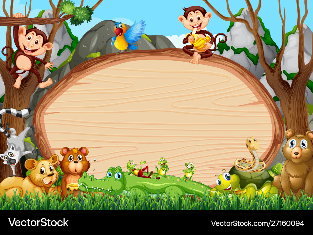 Border template design with cute animals Vector Image