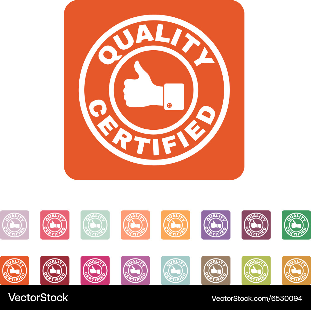 Certified quality and thumbs up icon Royalty Free Vector