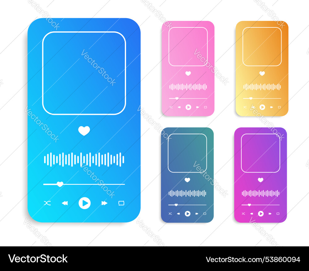 Colorful Audio Player Interface Templates Vector Image