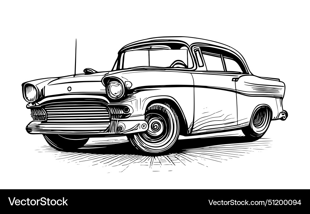 Contour image of a retro car Royalty Free Vector Image