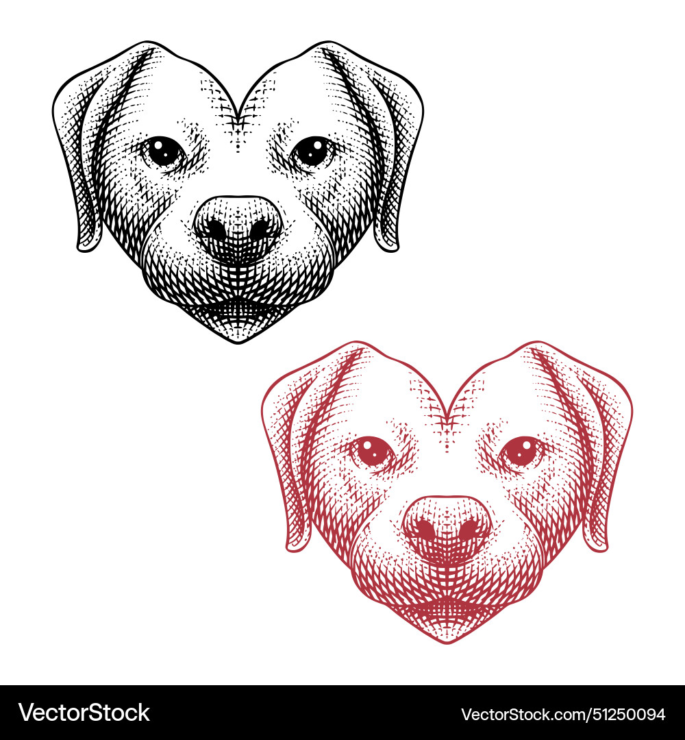 Heart shaped dog vintage Royalty Free Vector Image