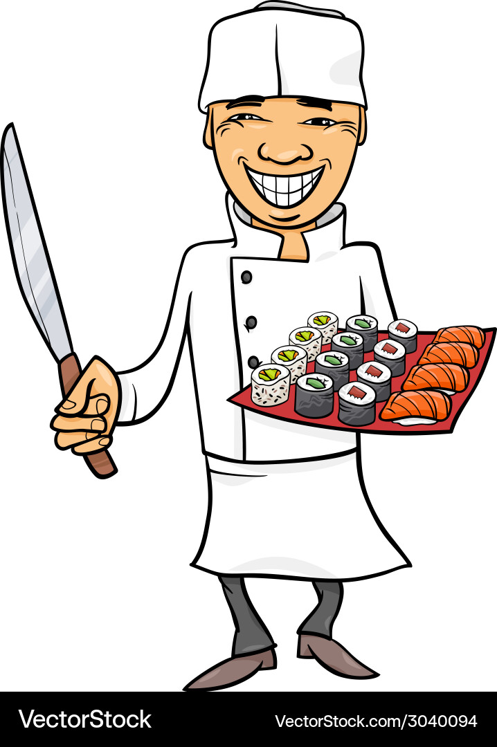 Japan sushi chef cartoon Royalty Free Vector Image