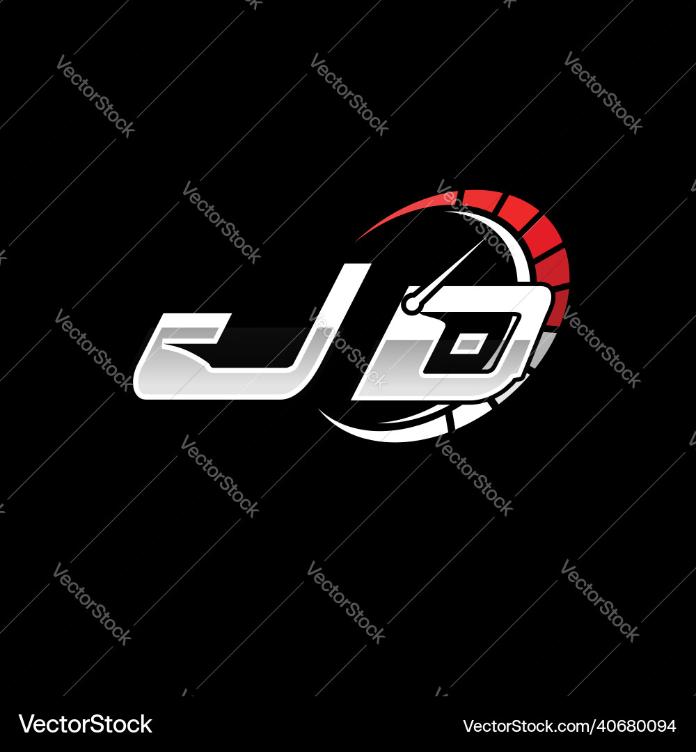Jd logo letter speed meter racing style Royalty Free Vector