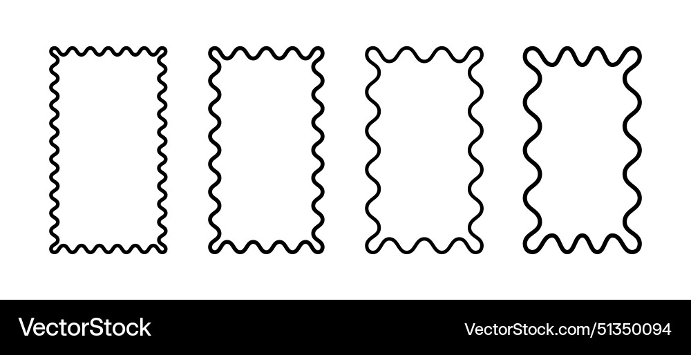 Line wave curve edge frame wavy scalloped Vector Image