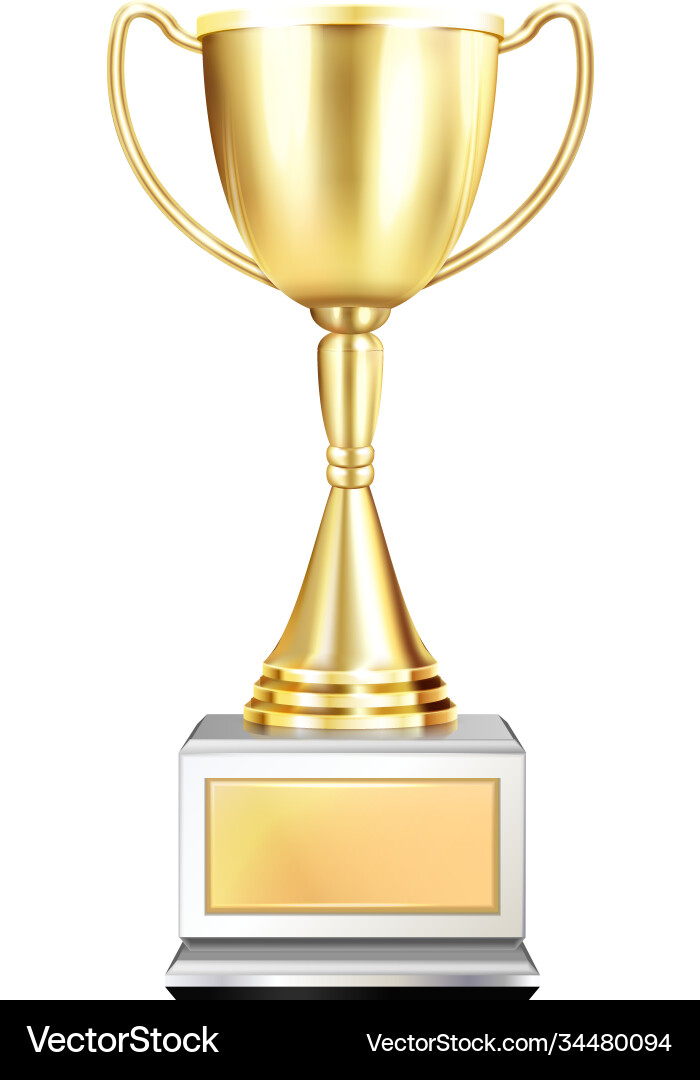 Realistic golden cup composition Royalty Free Vector Image