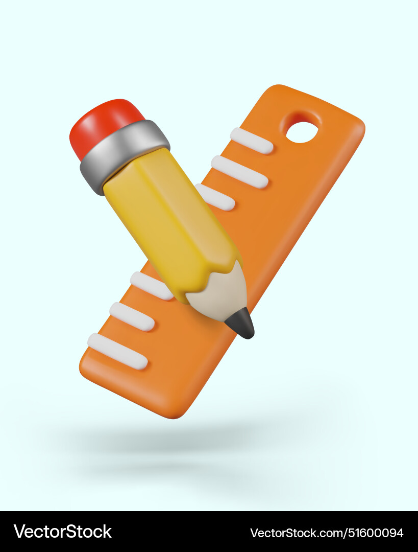 Ruler and pencil in realistic style tools Vector Image