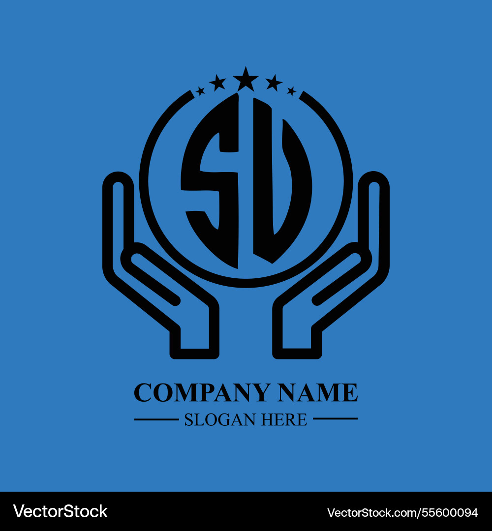 Su initials modern logo design featuring held Vector Image