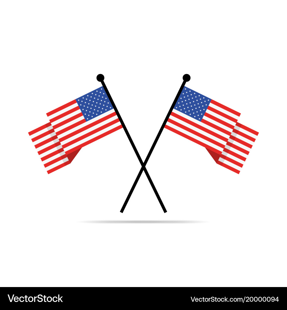 Two crossed american flags Royalty Free Vector Image